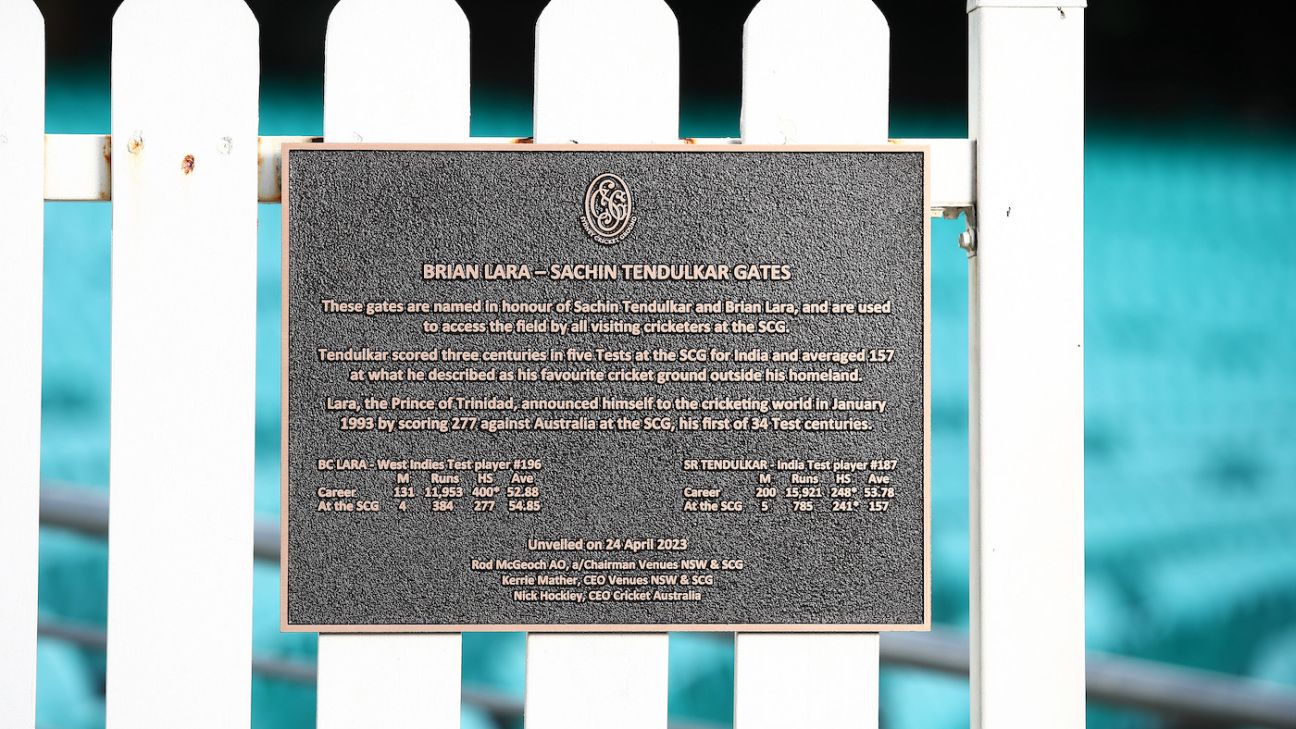SCG unveils gates named after Tendulkar and Lara - ESPN