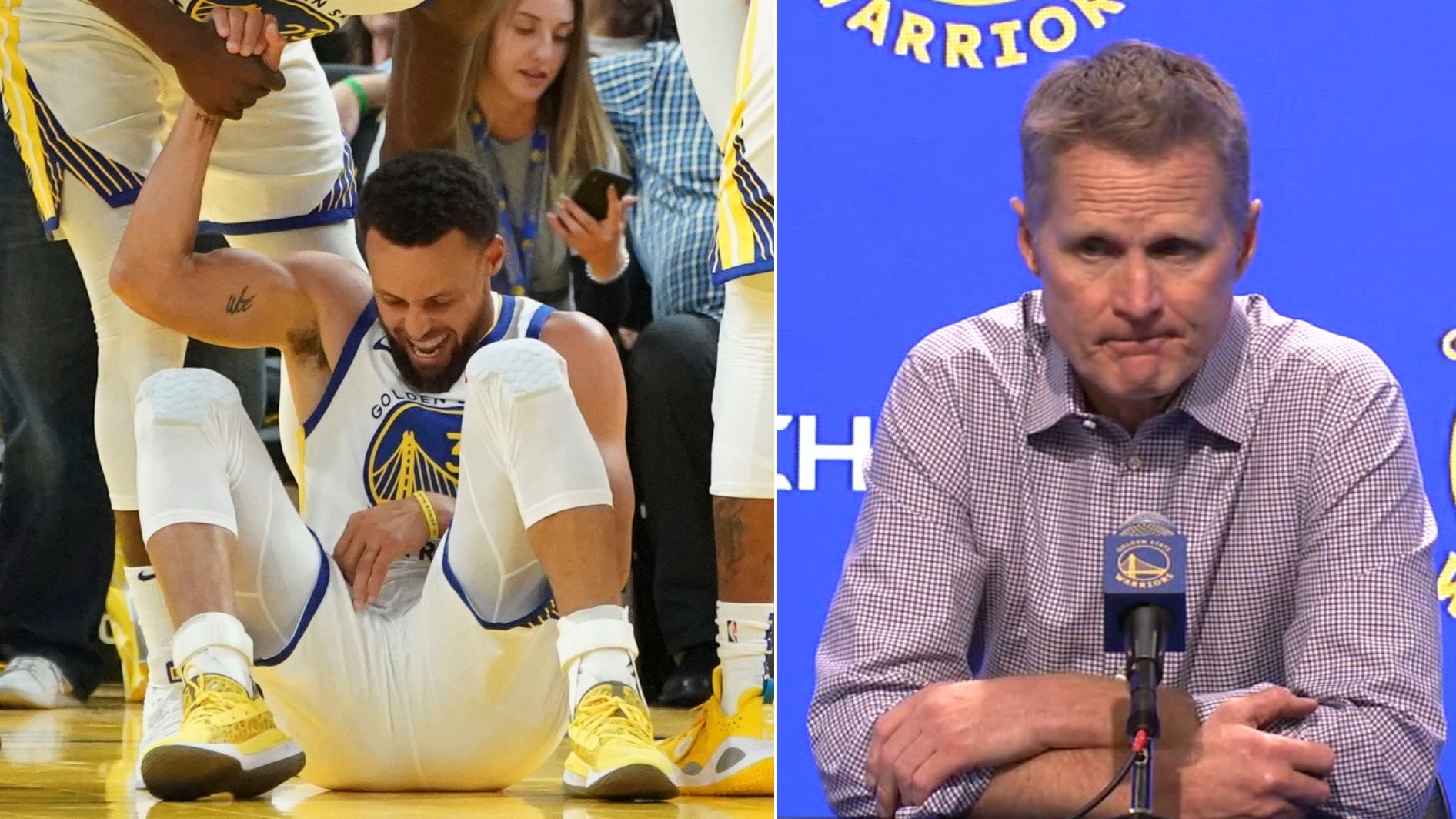 Kerr addresses media about Curry's broken hand - ESPN Video