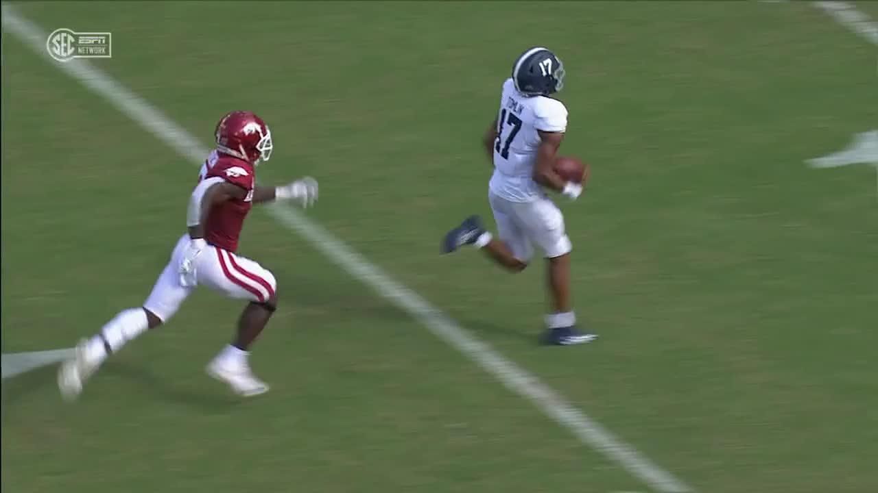 End Zone! Justin Tomlin scores 76-yard Rushing touchdown vs. Arkansas ...