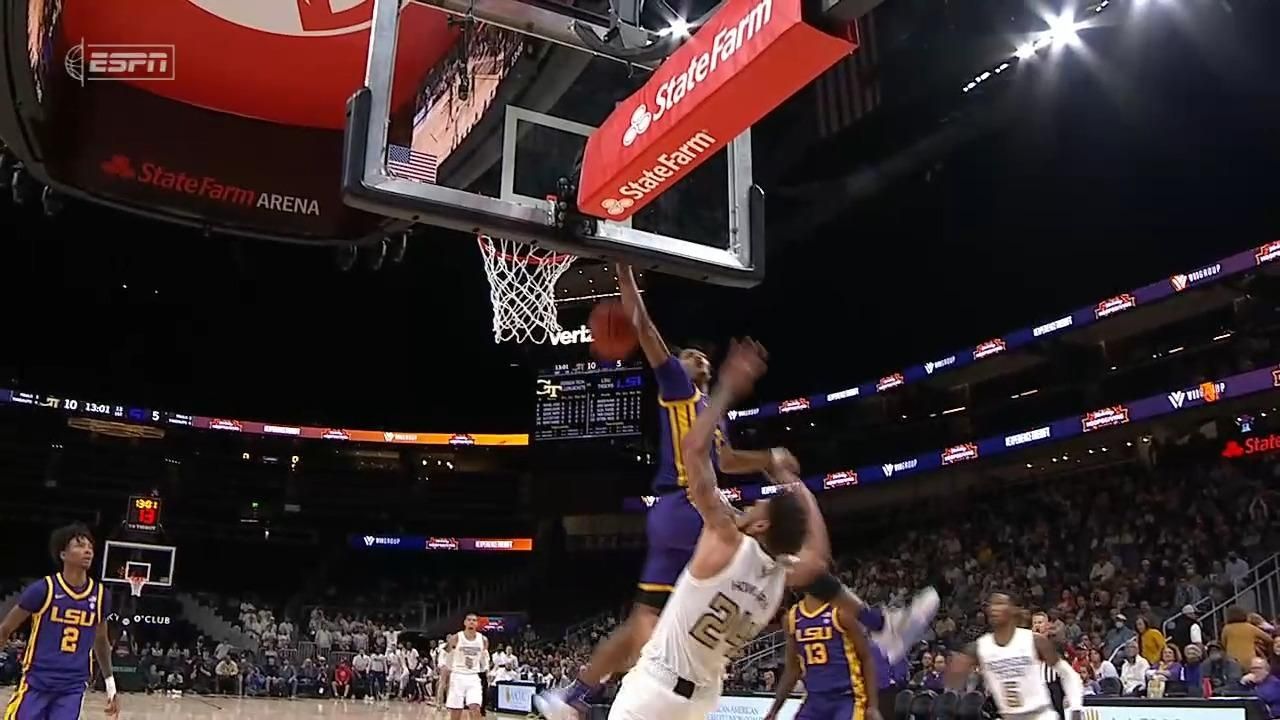 Alex Fudge springs up for the massive block - ESPN Video