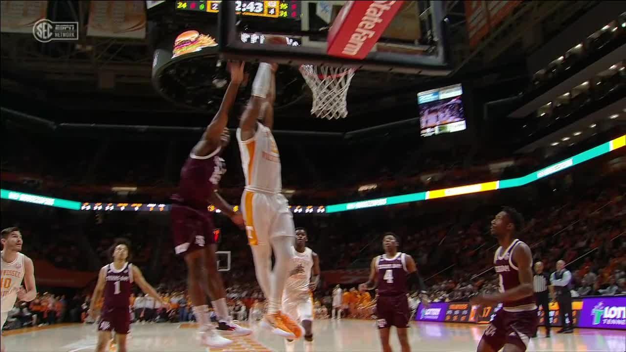 Victor Bailey Jr. rocks the rim with this powerful slam for Tennessee ...
