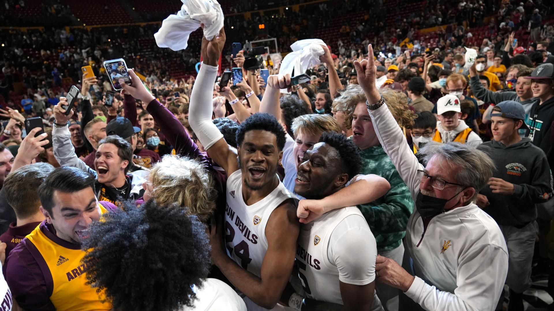 Arizona State celebrates upset vs. No. 3 UCLA in 3OT - ESPN Video