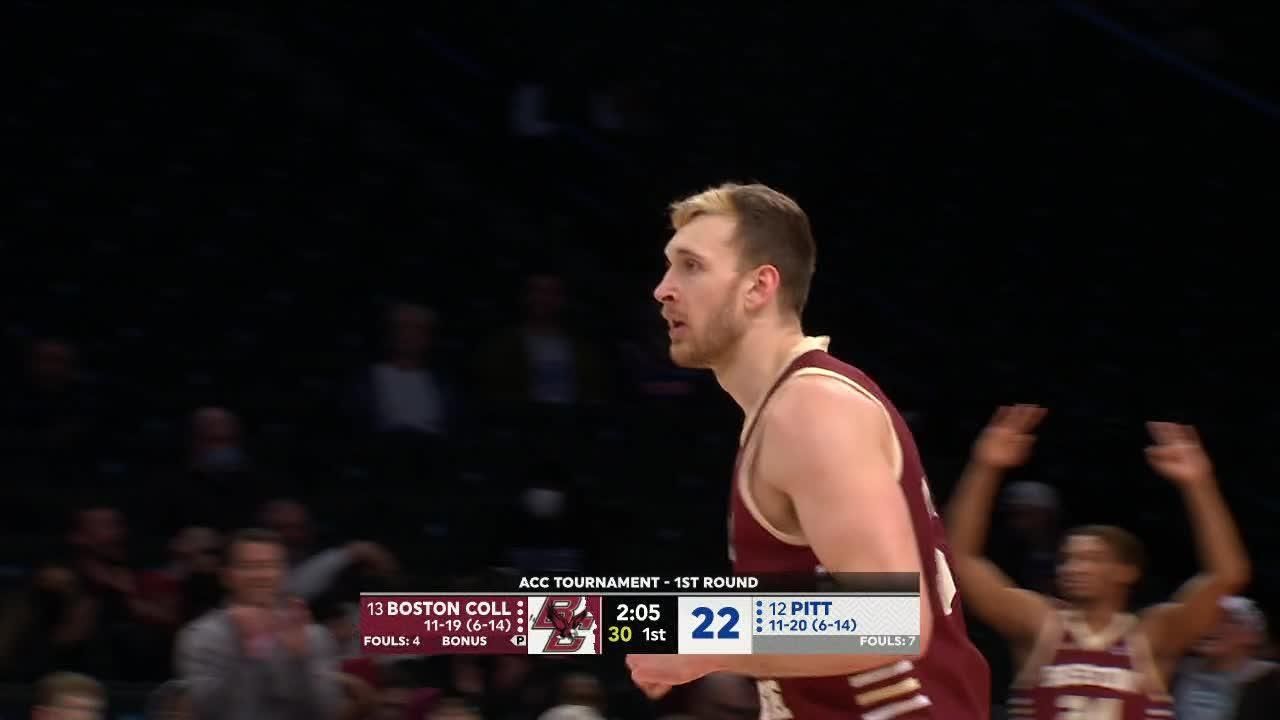 James Karnik banks in the 3-pointer to cap BC's 12-0 run - ESPN Video