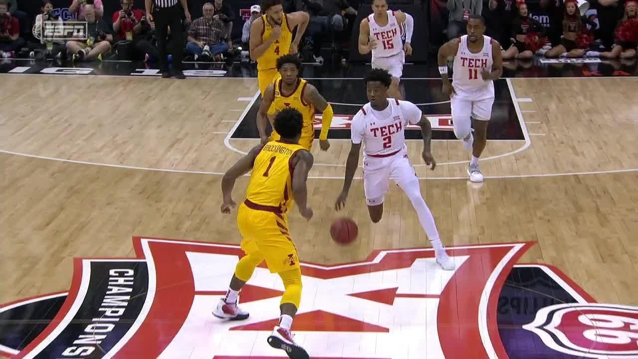 TTU's Adonis Arms gets up for the beautiful flush - ESPN Video
