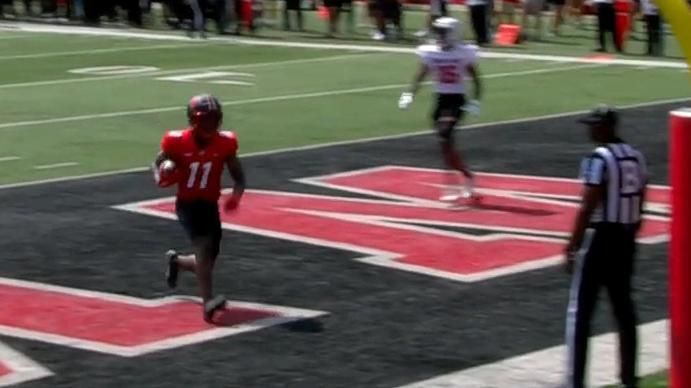 Malachi Corley hauls in the first TD of the college football season ...
