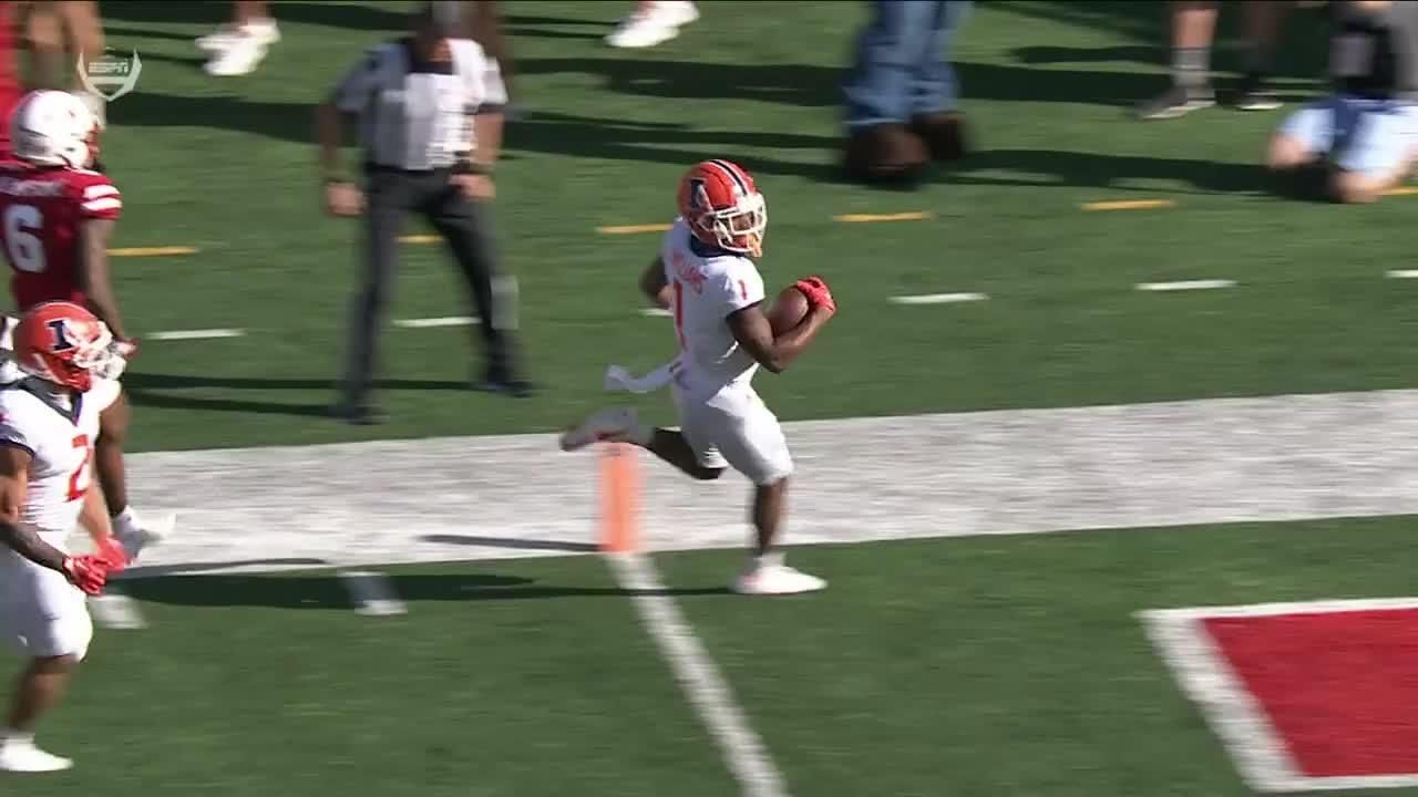 Isaiah Williams turns on the jets for a 46-yard Illinois TD - ESPN Video