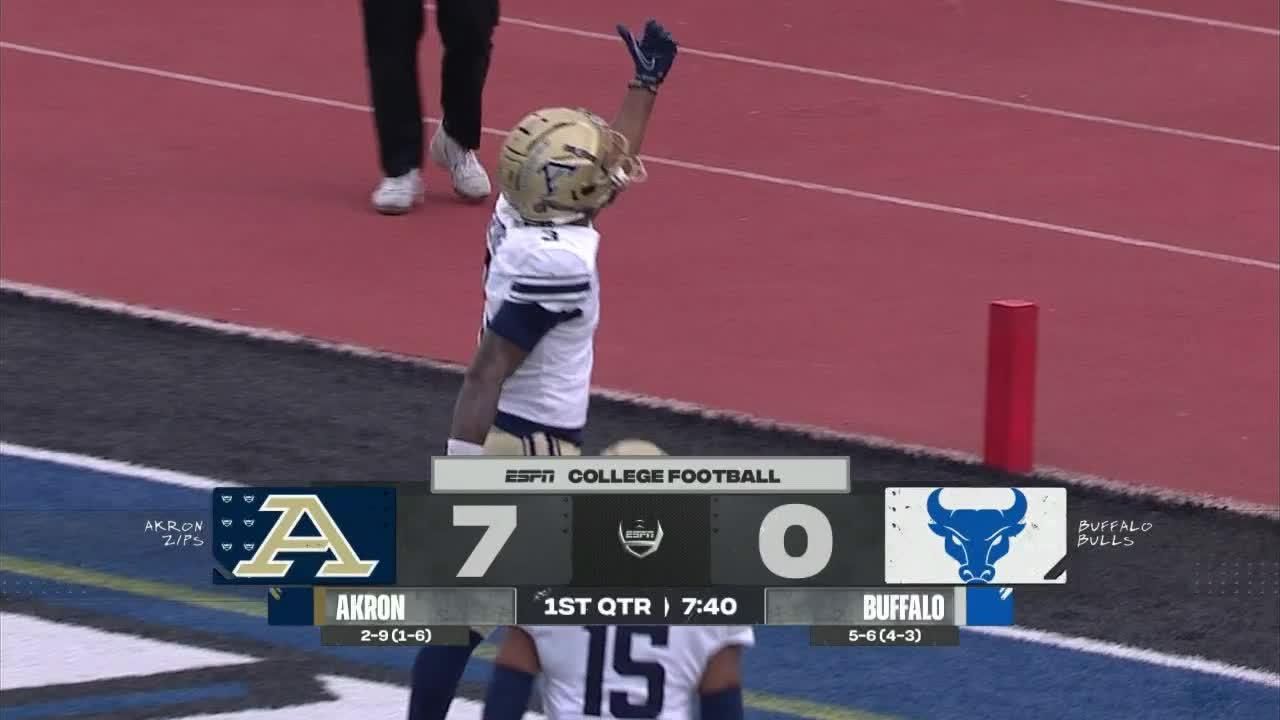 Jeff Undercuffler Jr. finds Daniel George for an Akron TD - ESPN Video