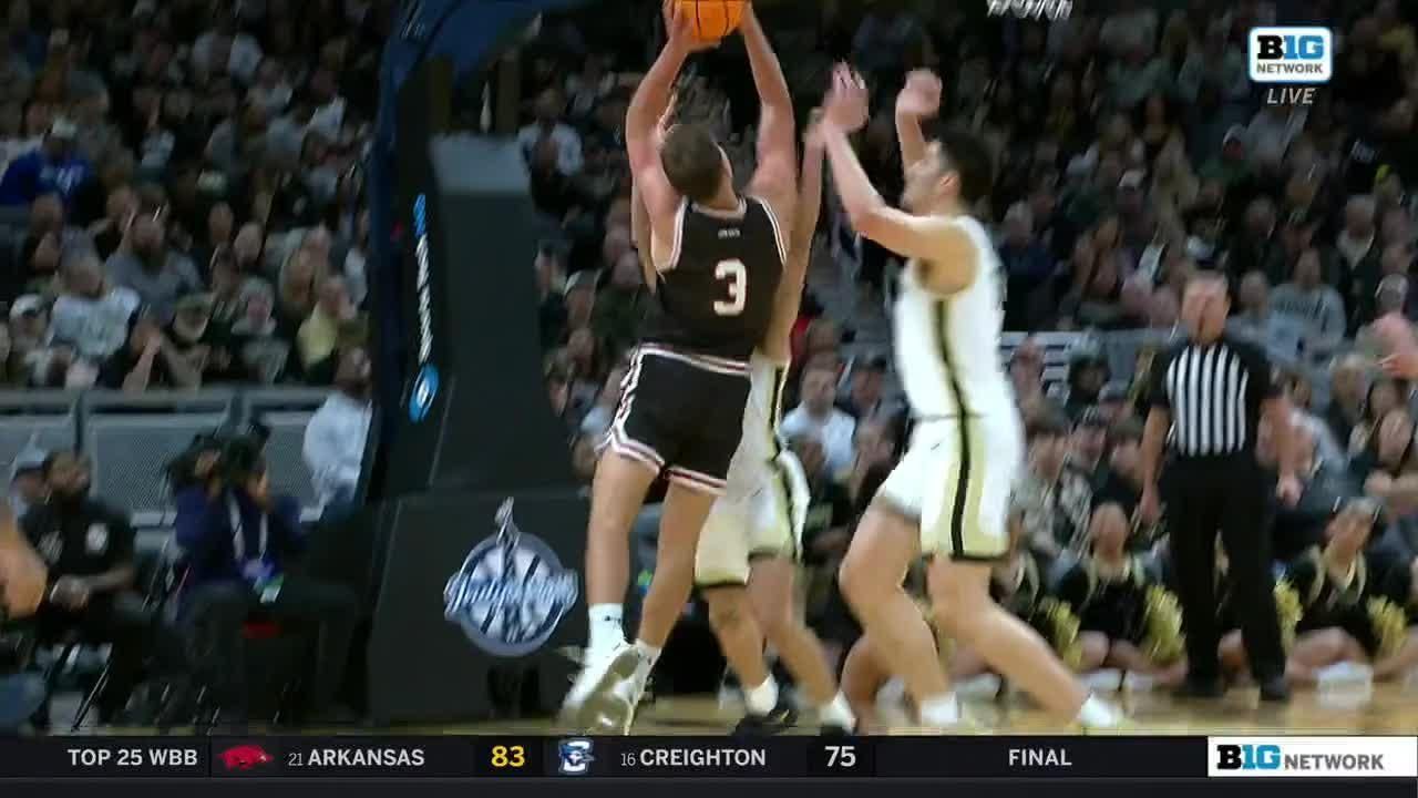 Zach Edey with the massive block at the rim - ESPN Video