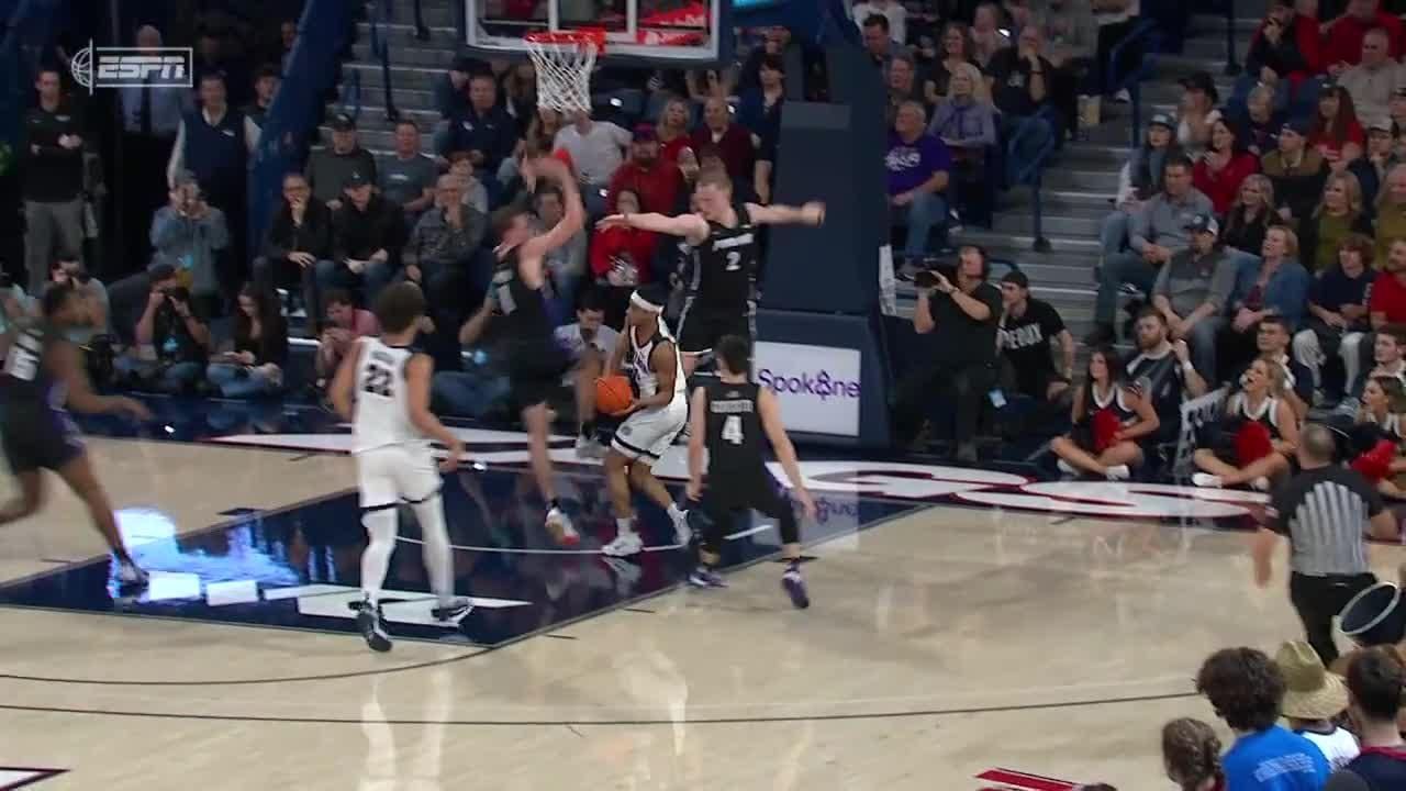 Gonzaga's Nolan Hichman somehow gets it to Malachi Smith for 3 - ESPN Video