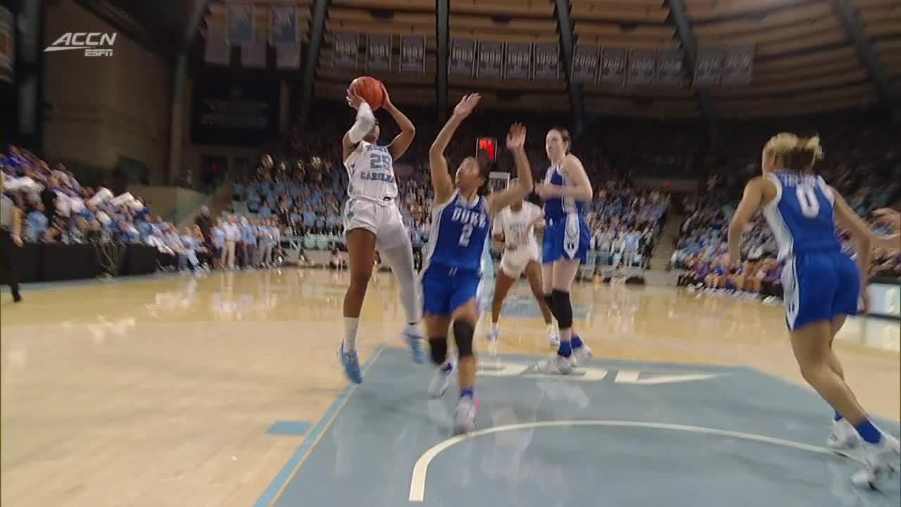 Deja Kelly hits a big shot for UNC - ESPN Video