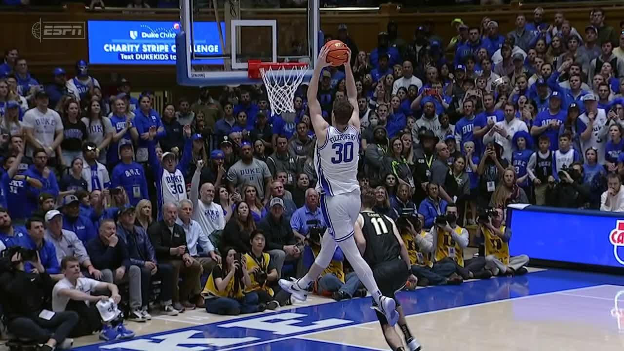 Kyle Filipowski throws down the dunk to boost Duke's lead - ESPN Video