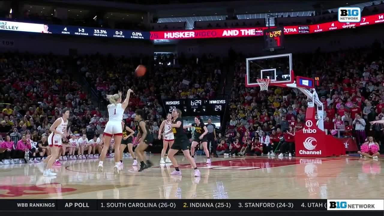 Jaz Shelley pulls up from the logo and drains a 3 - ESPN Video