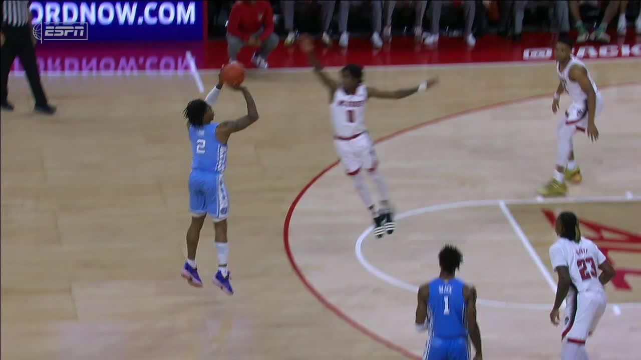 Caleb Love gets called for a technical after hitting 3 - ESPN Video