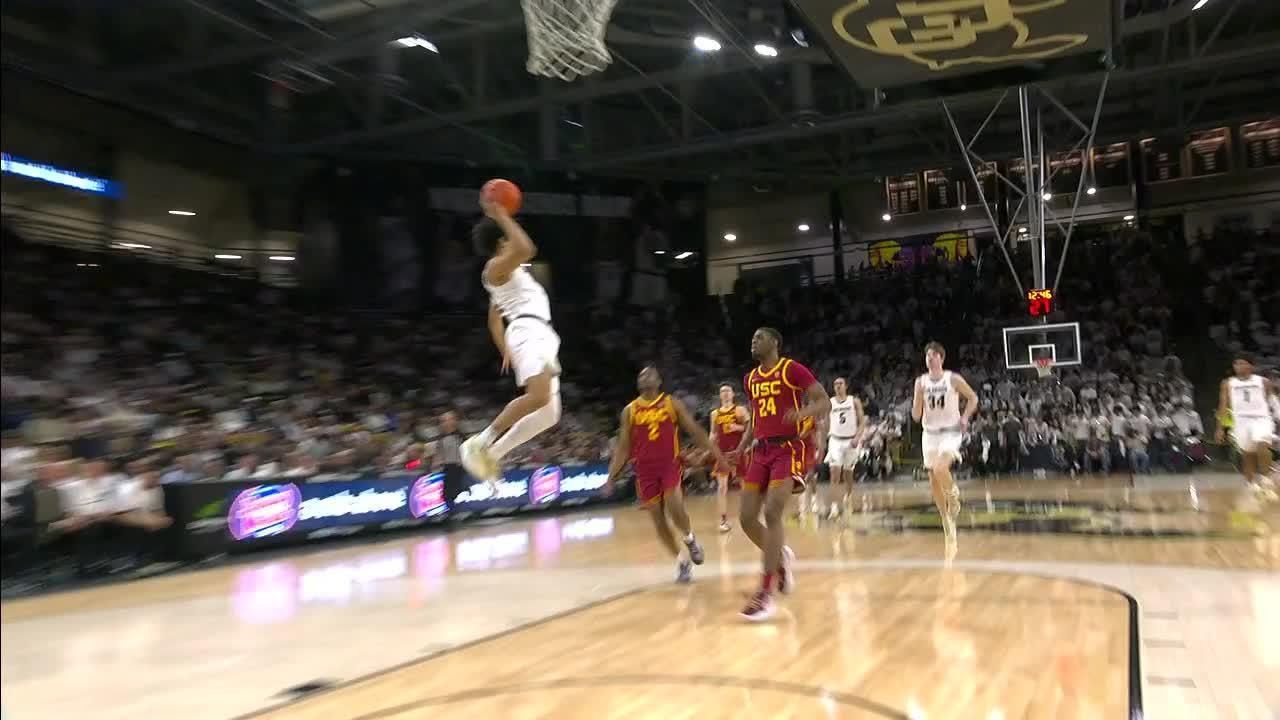 KJ Simpson throws off impressive jump-pass that leads to dunk - ESPN Video