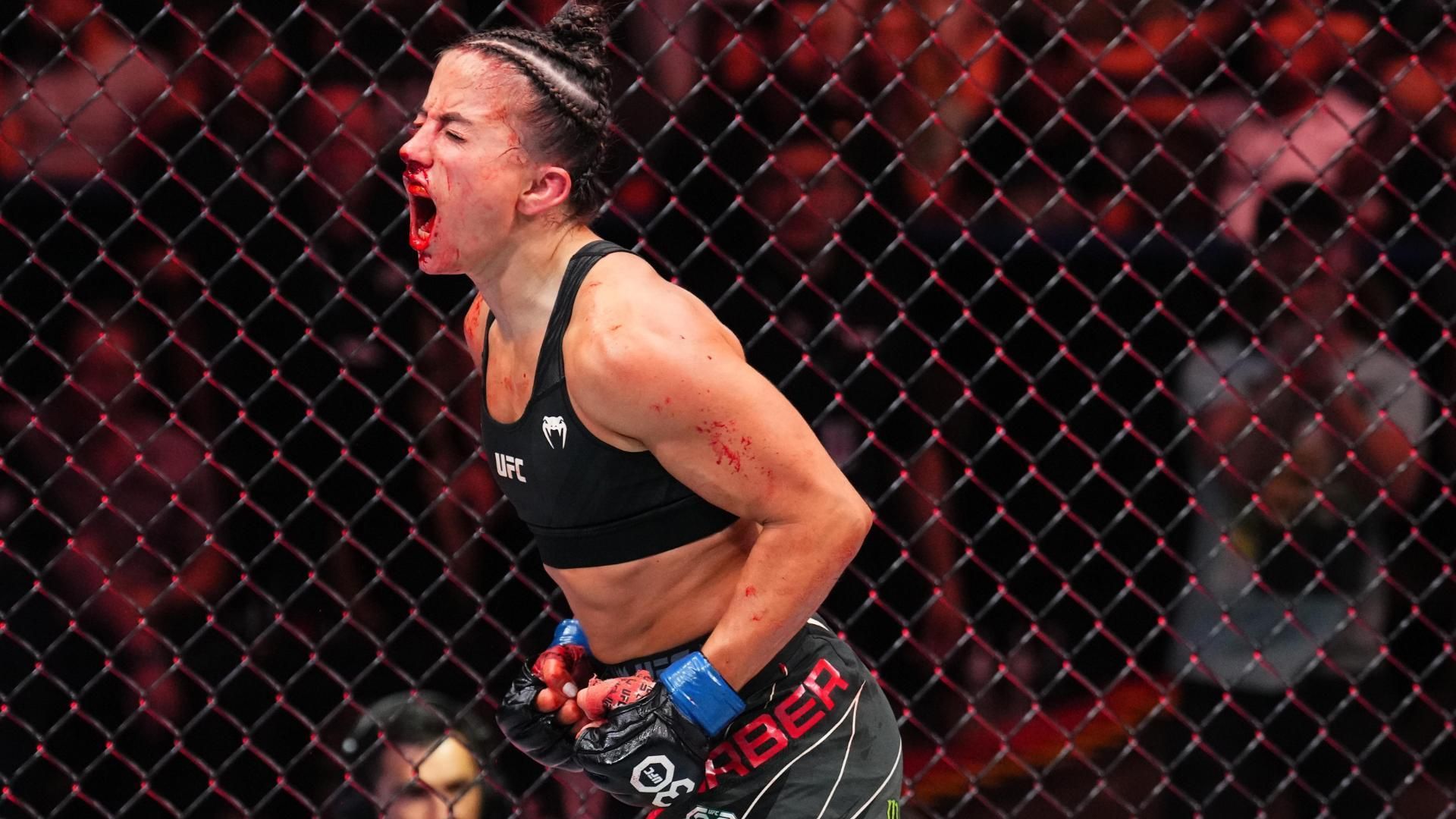 Maycee Barber's big high kick, ground-and-pound secure TKO win - ESPN Video