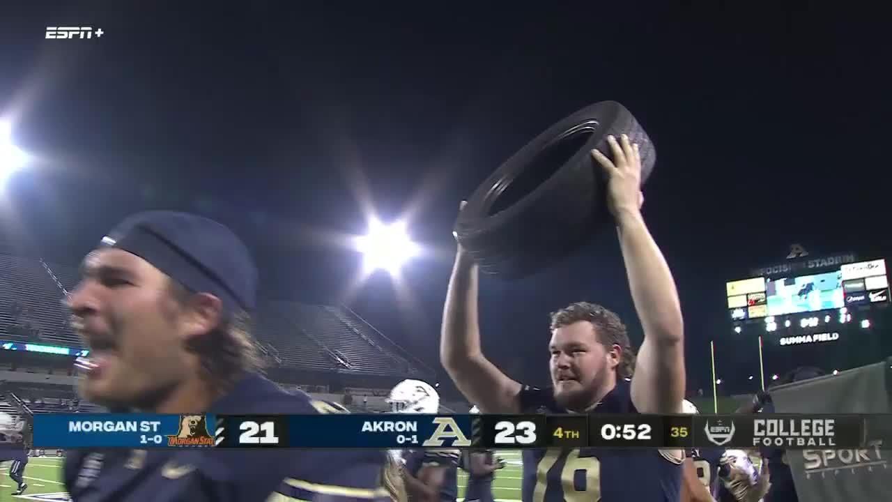 Akron wins on scoop and score, brings out turnover tire - ESPN Video