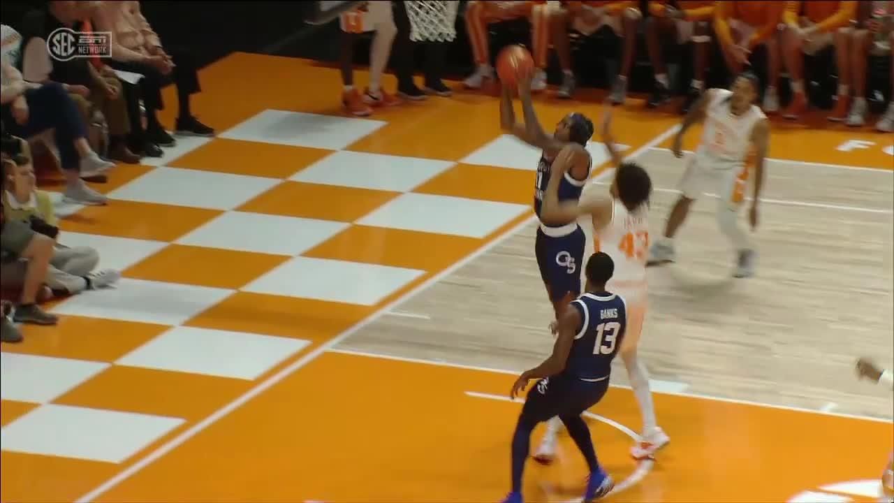 Cameron Carr with the massive block at the rim - ESPN Video