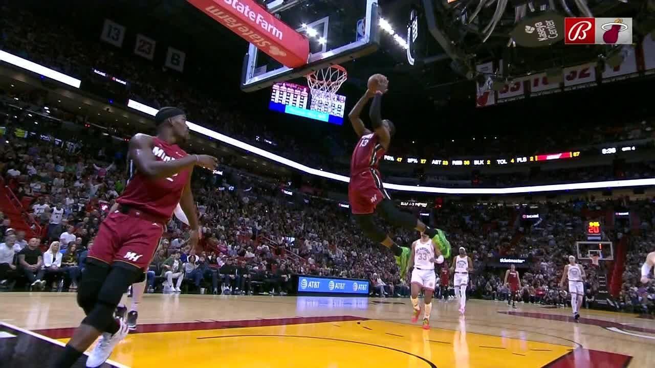 Jimmy Butler steals and tosses up lob for Bam's alley-oop slam - ESPN Video