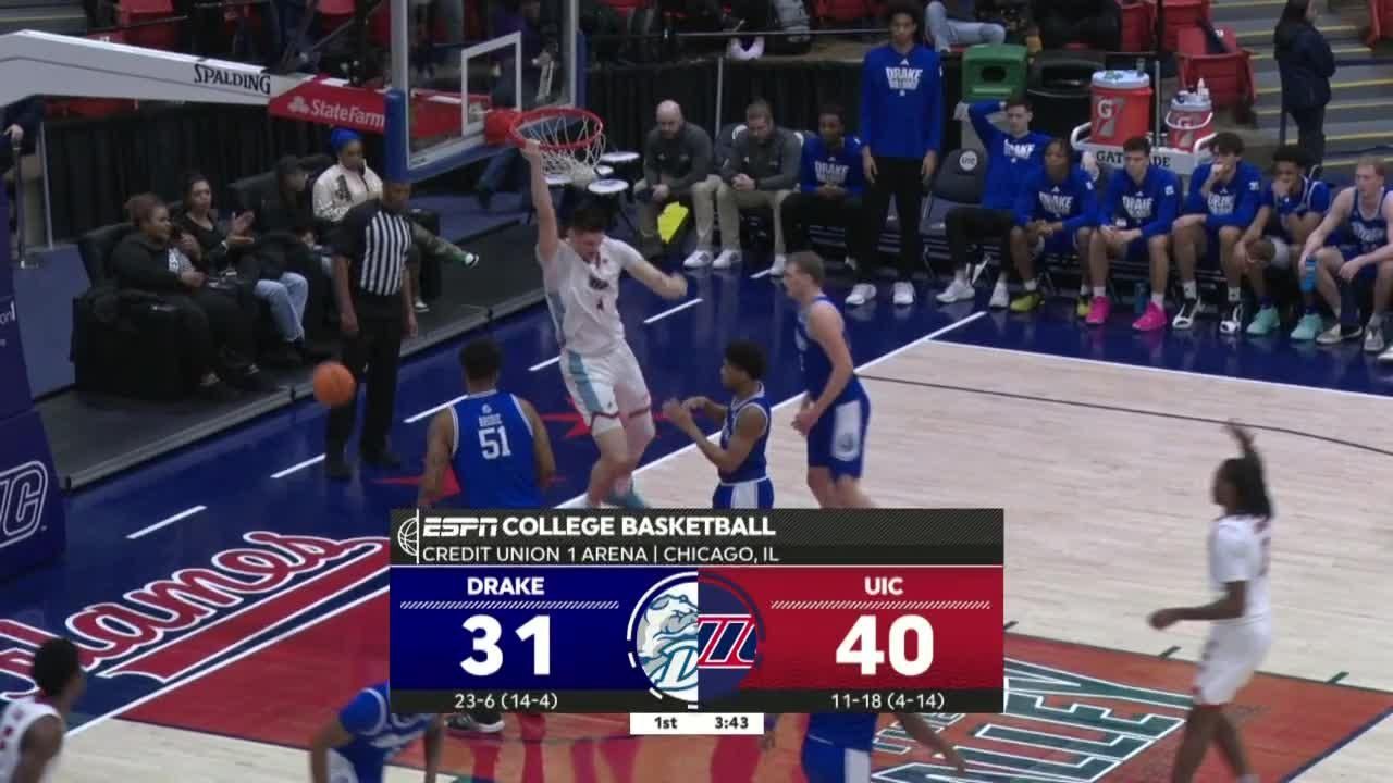 Cameron Fens throws down big dunk vs. Drake Bulldogs - ESPN Video