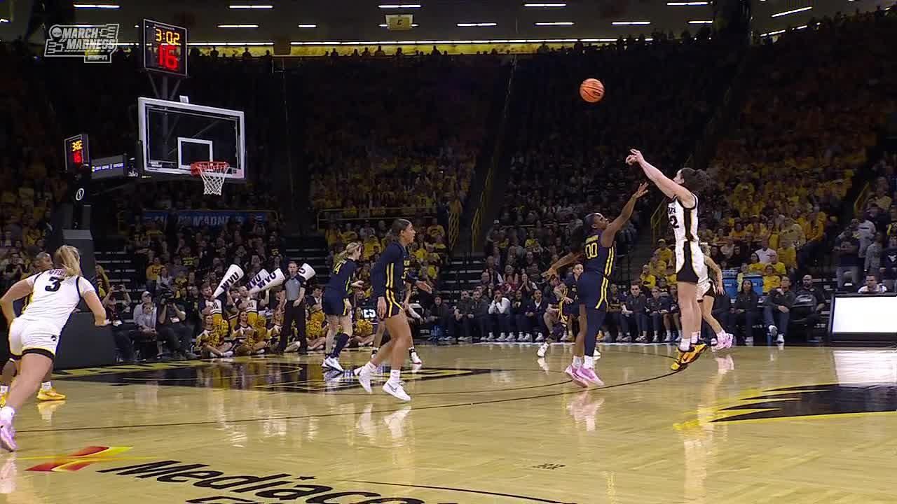Caitlin Clark splashes tough step-back 3 - ESPN Video
