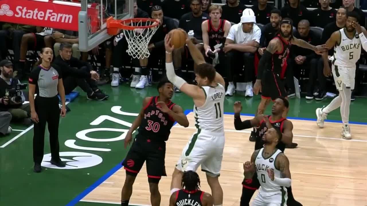 Brook Lopez somehow gets the and-1 to fall - ESPN Video