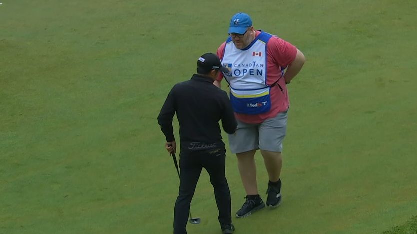 C.T. Pan has a fan caddie for a couple of holes - ESPN Video