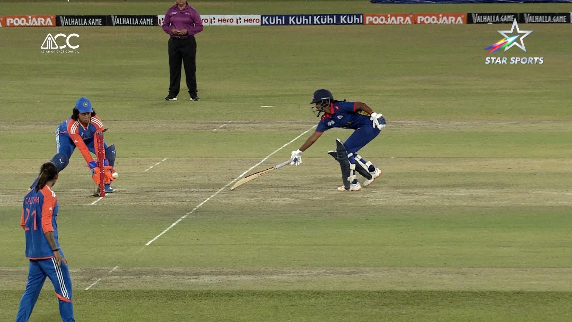 Watch - Puja Mahato run out after direct hit - ESPN Video