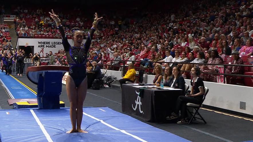 LSU's Kailin Chio celebrates after landing a phenomenal vault - ESPN Video