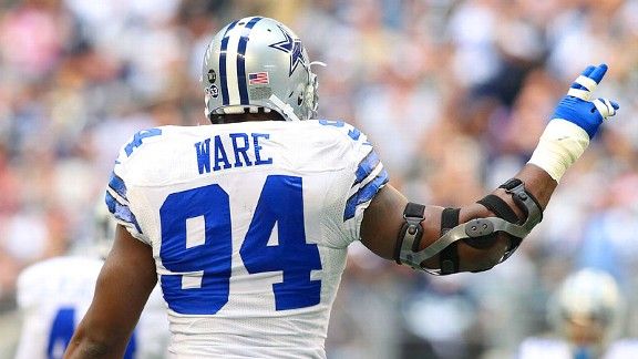 DeMarcus Ware of Dallas Cowboys practices but Dez Bryant sits out - ESPN