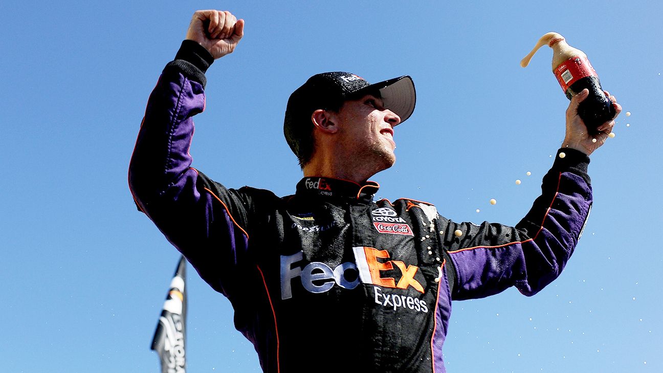 Denny Hamlin races to first win of season and first at Talladega