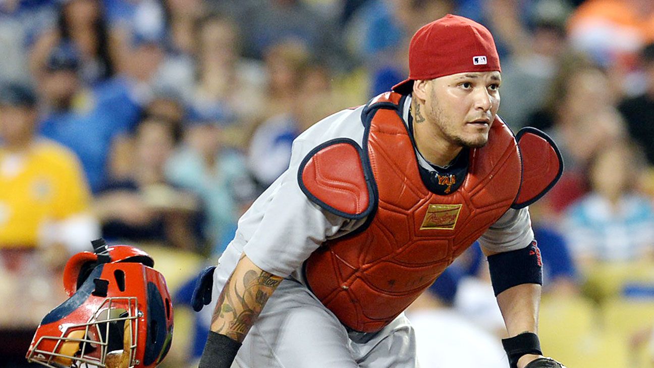 Yadier Molina exits Cardinals game after being hit by back-to-back ...