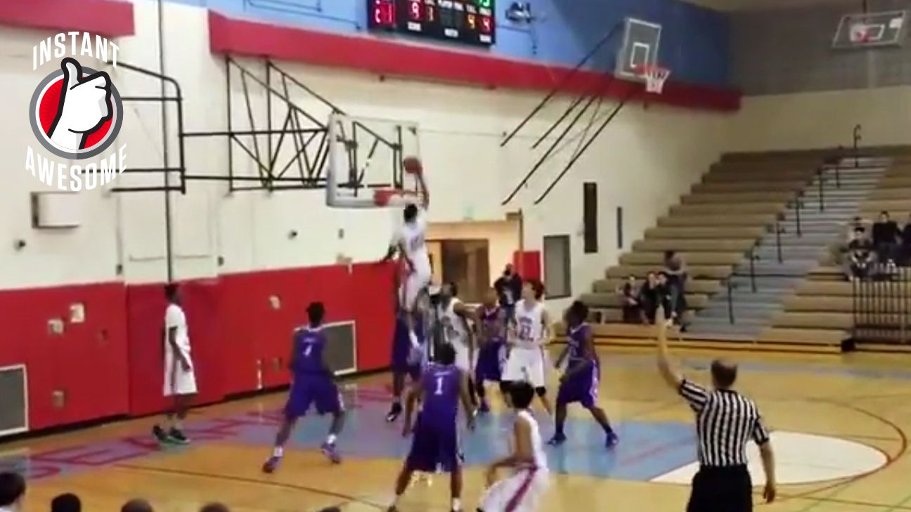 Watch this HS senior get his head above the rim for a massive dunk - ESPN