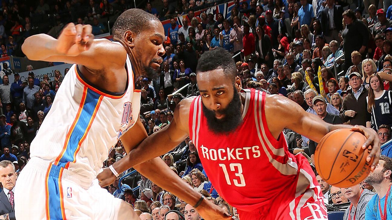 Kevin Durant, Russell Westbrook fuel OKC past James Harden, Rockets ...