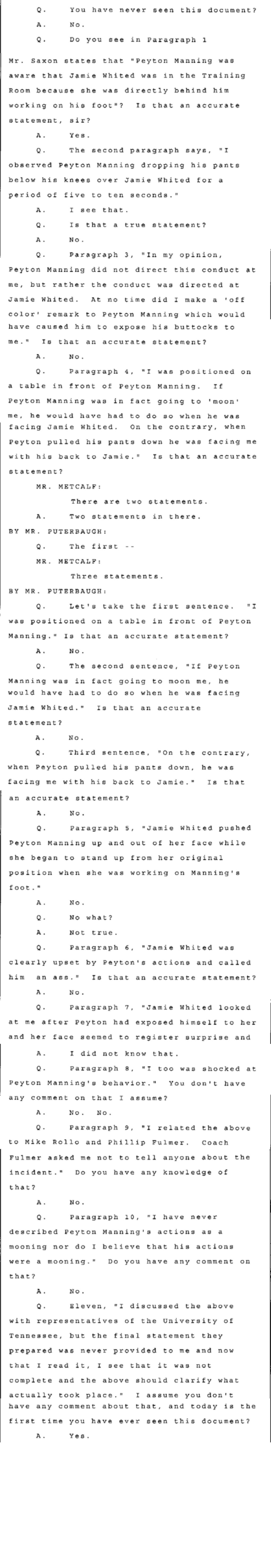 In deposition, Peyton Manning denied allegations from Malcolm Saxon in ...