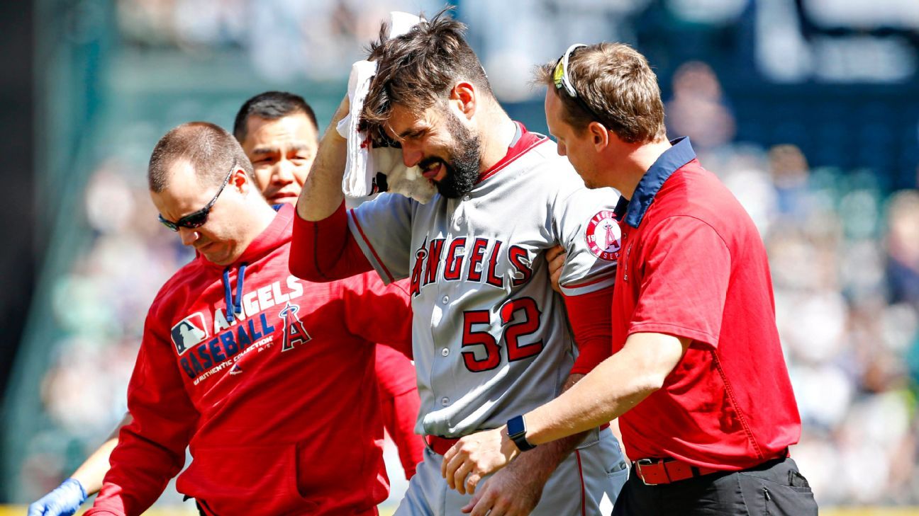 Angels' Matt Shoemaker leaves game after being hit by line drive - ESPN