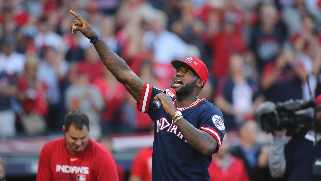 LeBron James pumps up Cleveland Indians crowd before Game 2 - ESPN ...