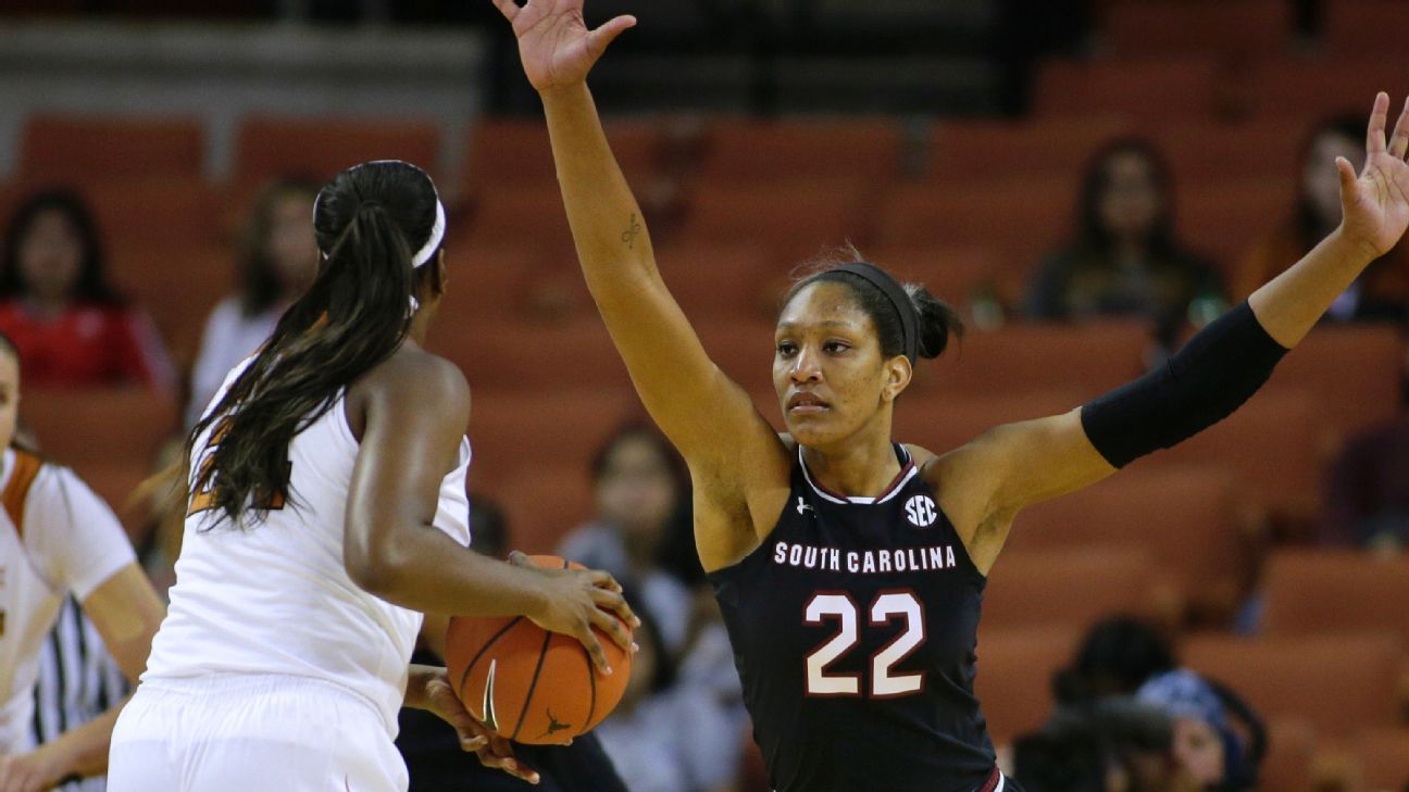 A'ja Wilson of South Carolina Gamecocks doubtful with ankle injury - ESPN