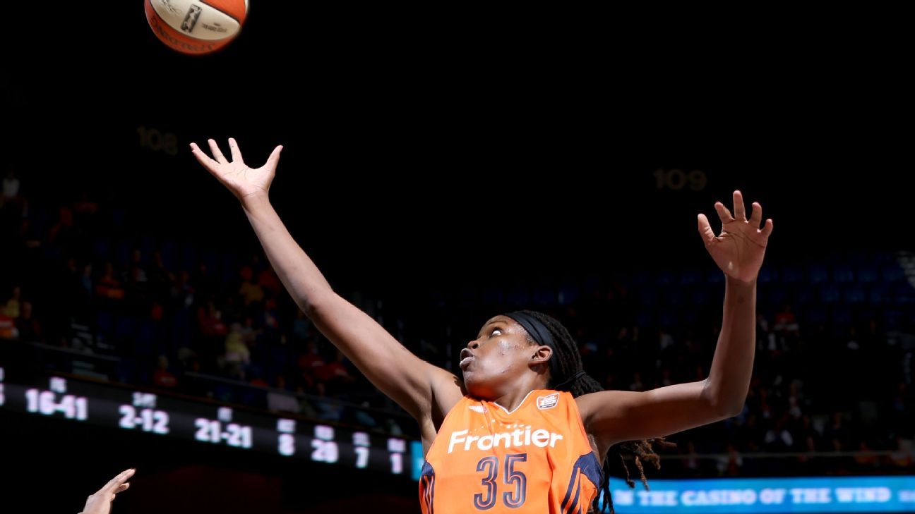 Jonquel Jones steps up for the Connecticut Sun in Chiney Ogwumike's ...