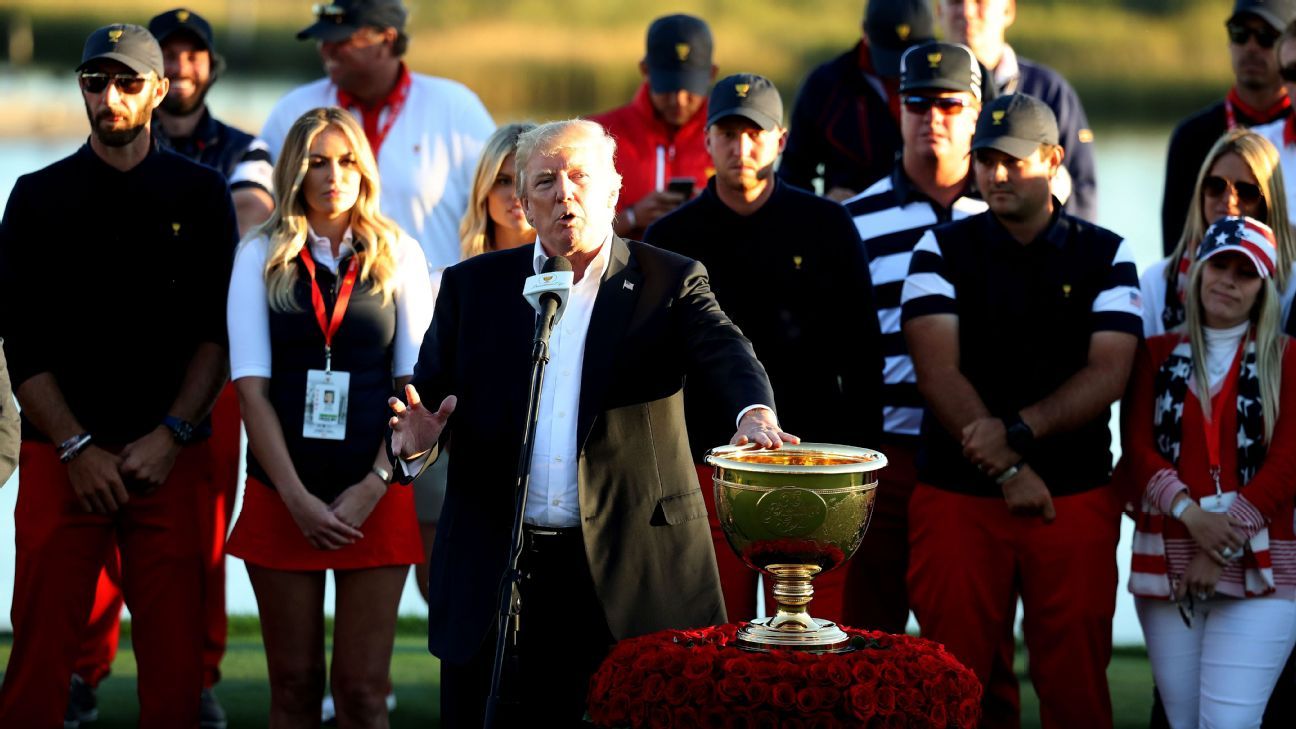 Donald Trump first sitting president to present Presidents Cup trophy ...