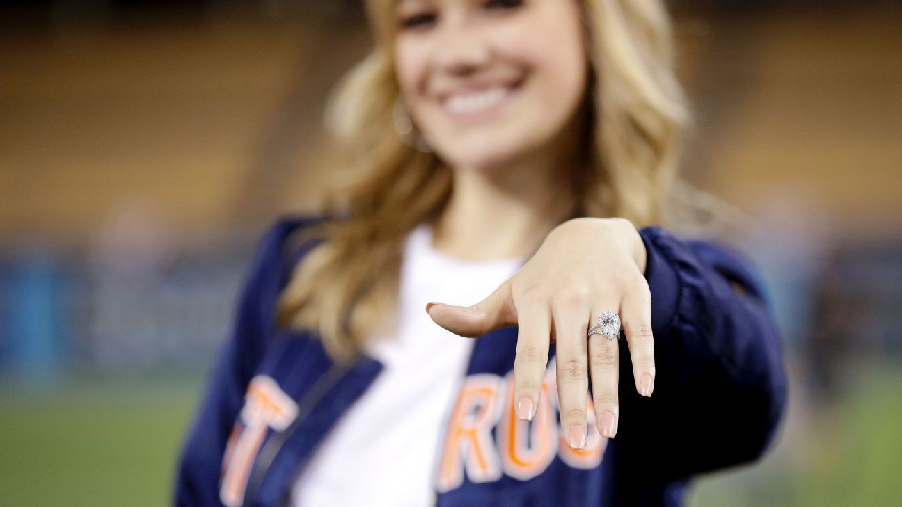 Carlos Correa celebrates World Series title with on-field proposal - ESPN