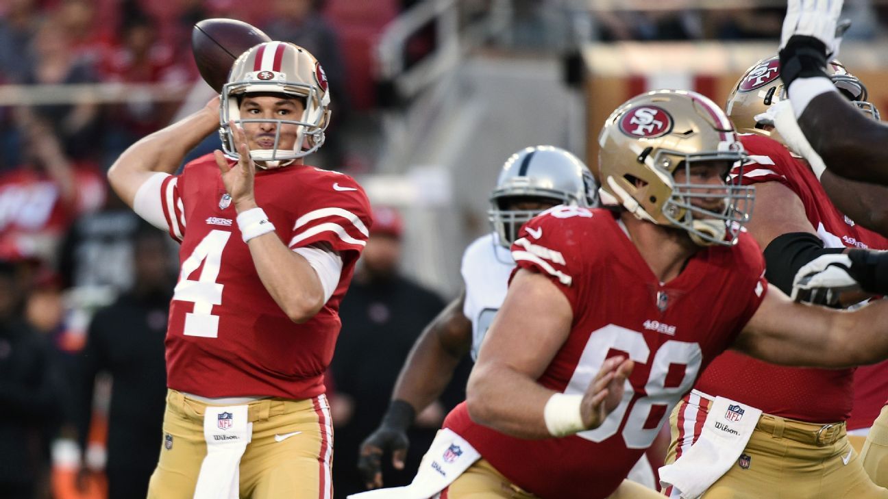 El quarterback Nick Mullens se robó la noche para los San Francisco ...