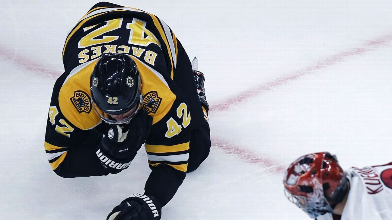Bruins' David Backes takes skate to face, returns to game - ESPN