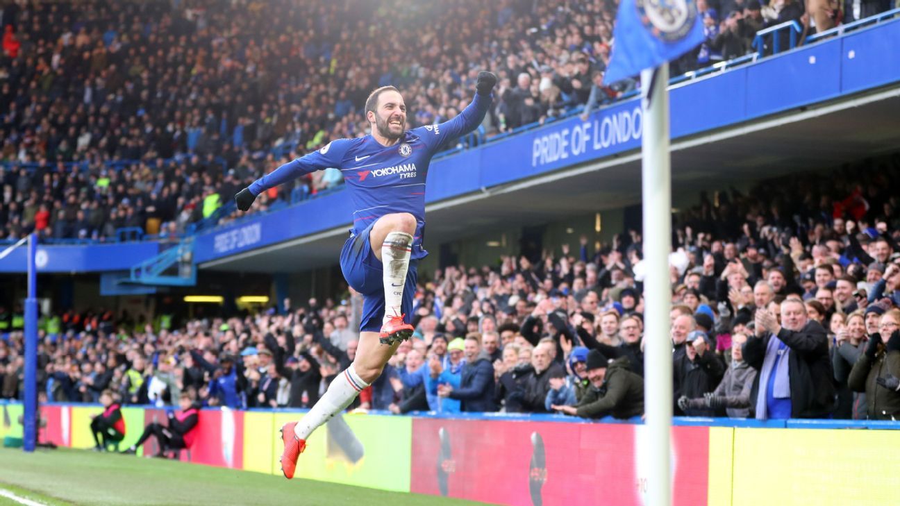 Higuain at the double as Chelsea hammer Huddersfield - ESPN