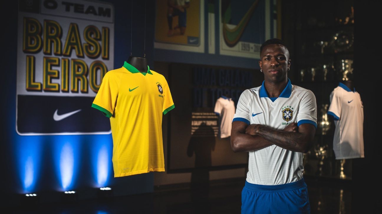 Vinicius models new white Brazil jersey nearly 60 years after infamous ...