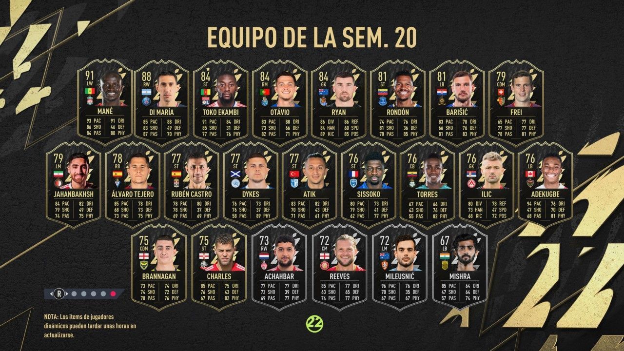 Di María y Mané lideran el TOTW 20 de FIFA 22 - ESPN
