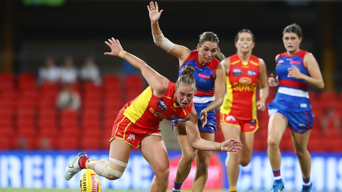 AFL 2022 Gold Coast Suns, Western Bulldogs settle for draw in AFLW - ESPN