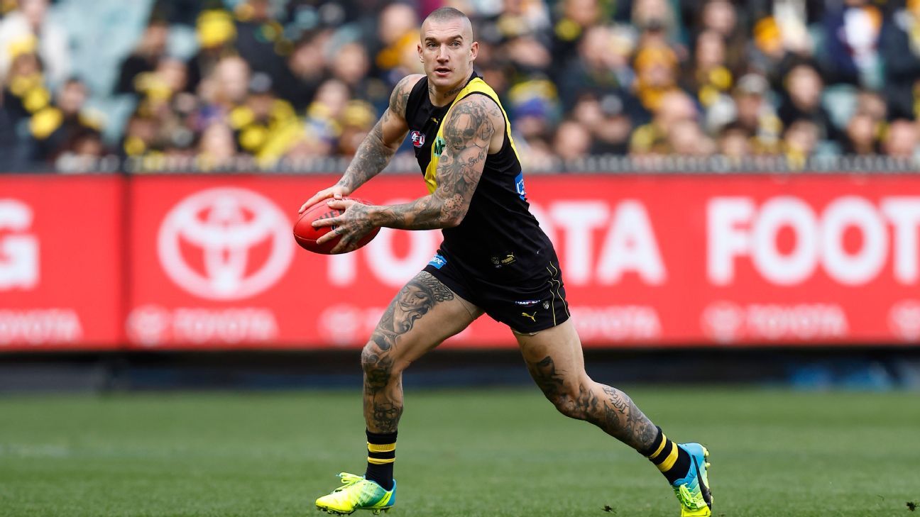 AFL Round 16 Dustin Martin hurt in Tigers' AFL win over Eagles - ESPN