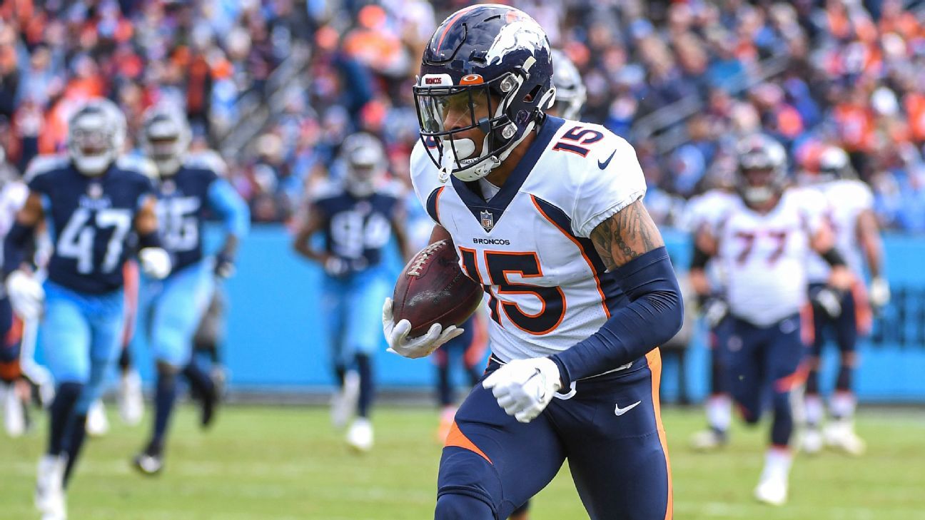Jalen Virgil's first career catch results in 66-yard TD for Broncos at Titans - ESPN