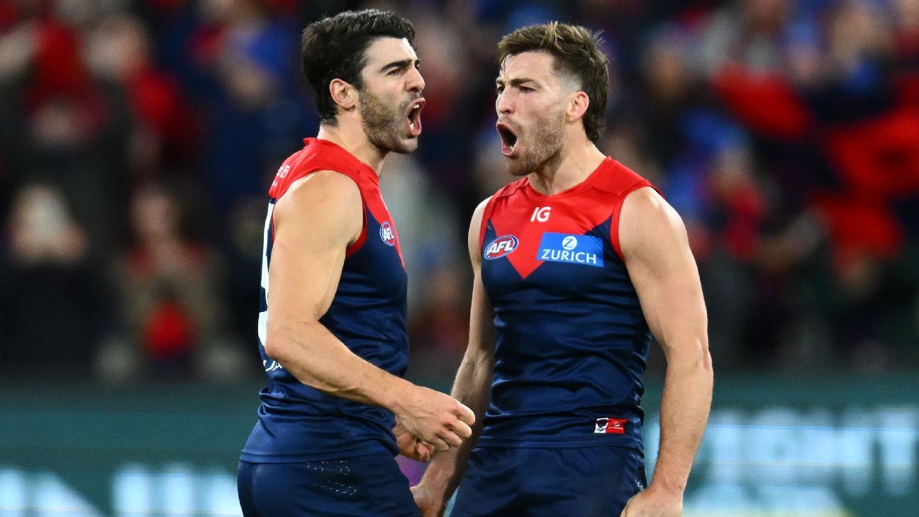 AFL Simon Goodwin all smiles for tough Melbourne Demons leader Jack ...