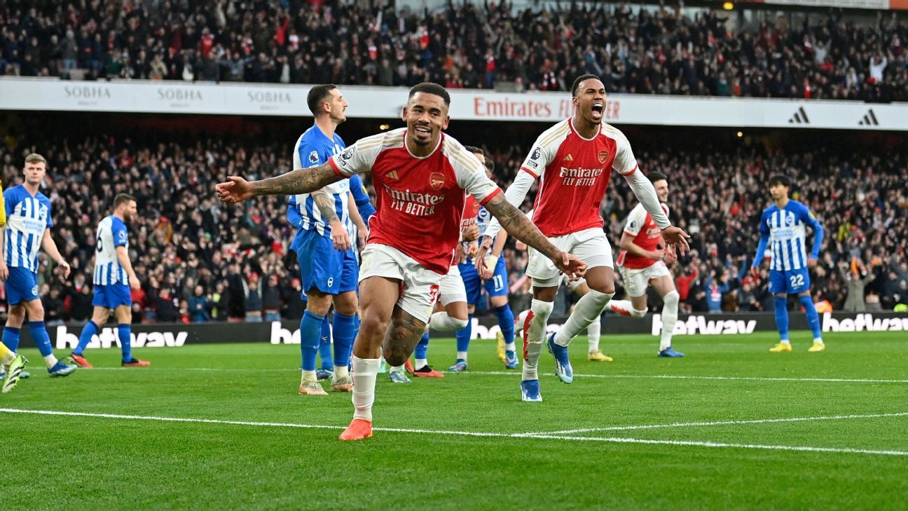 Arsenal end bad run vs. Brighton to capitalise on Man City's stumble - ESPN